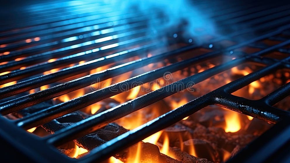 Grill Patterns with fire stock illustration. Illustration of cook ...