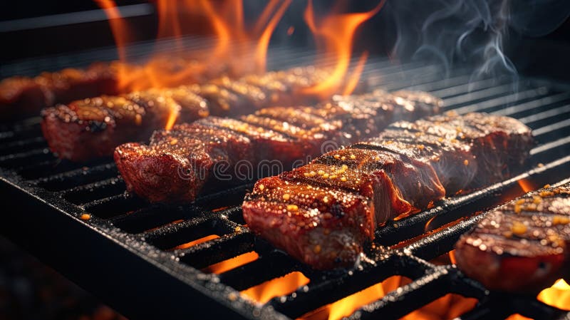 Grill Patterns with a Grill, Photorealistic Scenes Stock Illustration ...