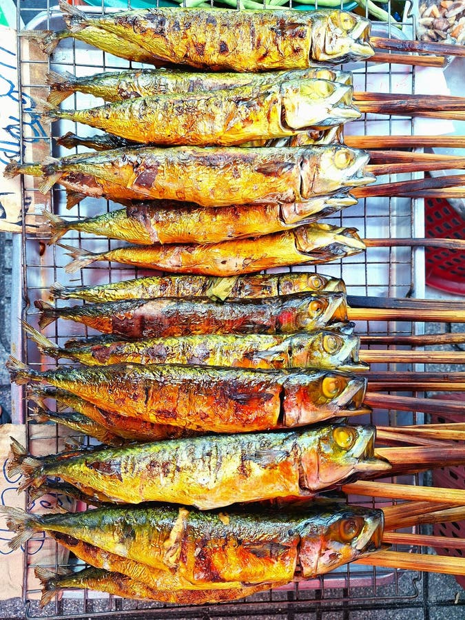Grill Saba Fish in the Market Stock Photo - Image of saba, grill: 291255502