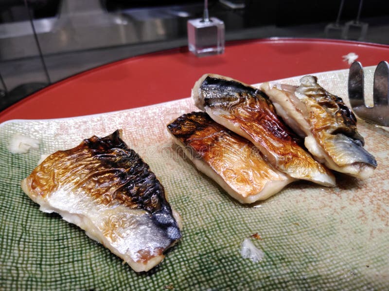 Grill Saba Fish in the Restaurant Stock Image - Image of grill ...