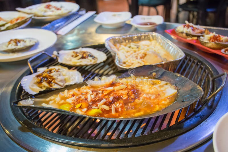 Grill Shells Bbq in Korea Style Stock Image - Image of korean, outdoor ...