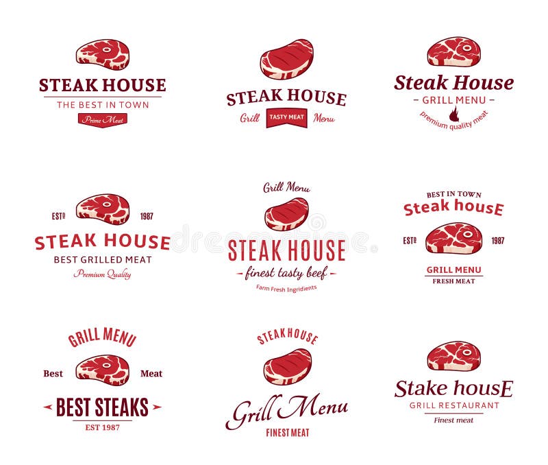 Grill Steak Labels, and Design Elements. Steaks for BBQ and Grill ...