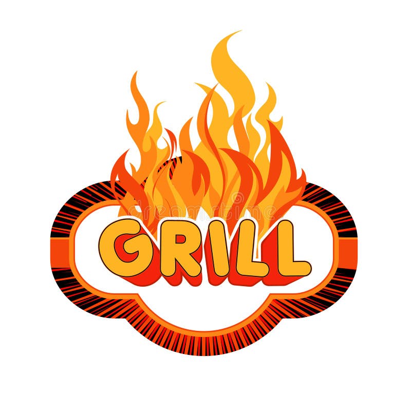 Hot grill label stock illustration. Illustration of menu - 34623946