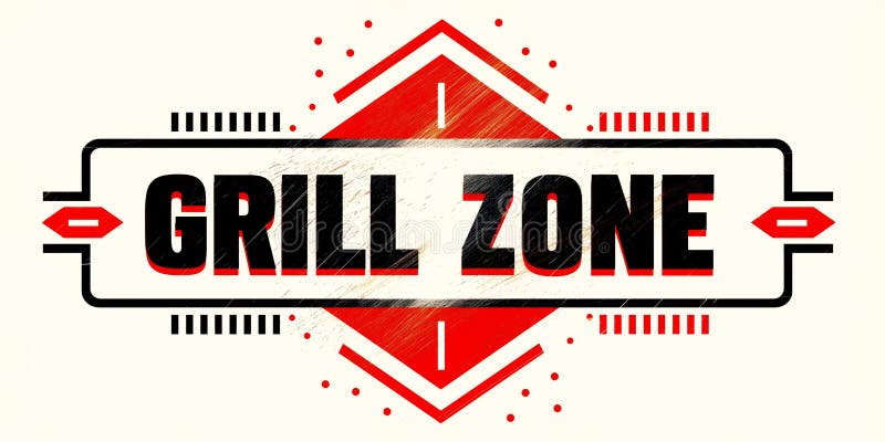 GRILL ZONE Retro Sign Illustration Stock Illustration - Illustration of ...