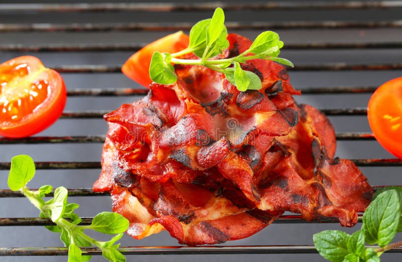 Grilled bacon stock photo. Image of thin, slices, fattening - 31248828