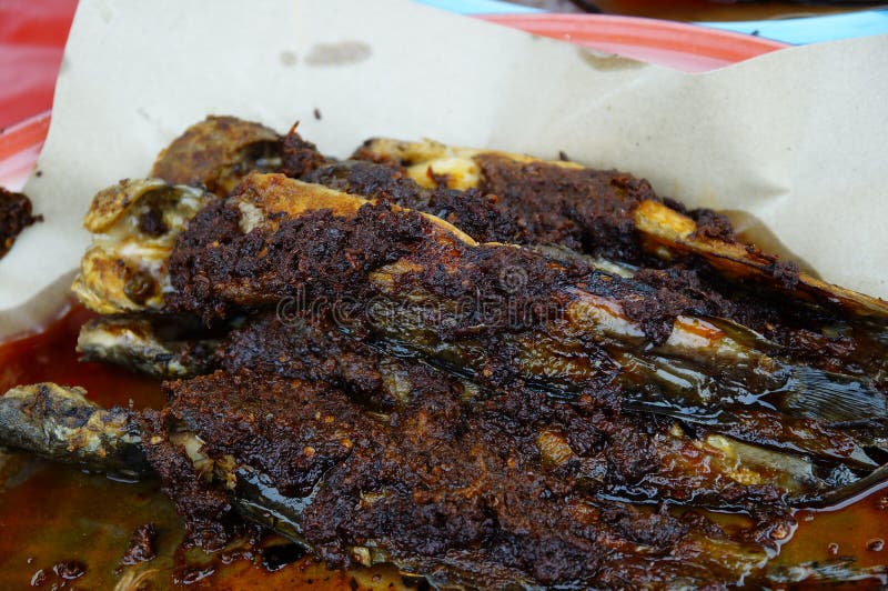 Grilled, Barbecue Fish with Black Source Stock Photo - Image of protein ...