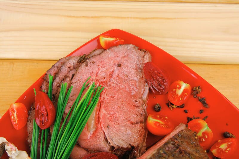 Grilled Barbecue on Red Dish Stock Photo - Image of mediterranean ...