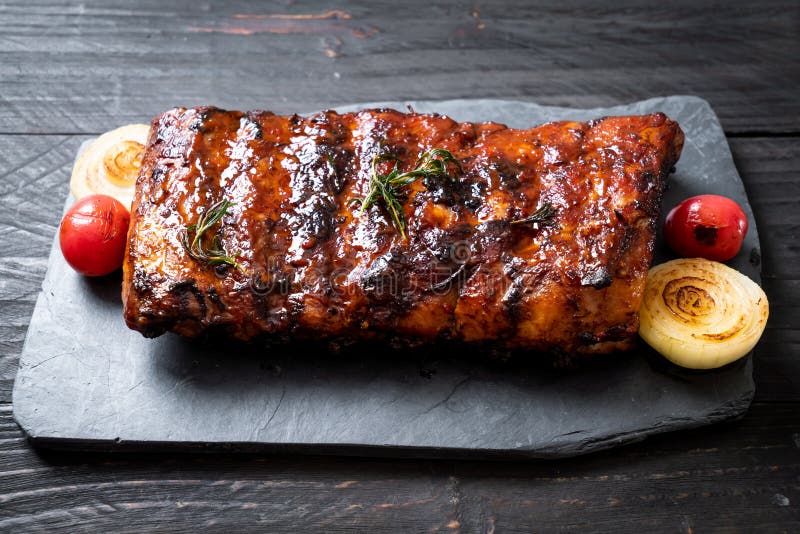 Grilled barbecue ribs pork stock photo. Image of barbecue - 164395728