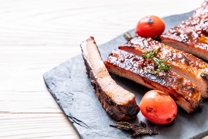 Grilled barbecue ribs pork stock photo. Image of fried - 167756356