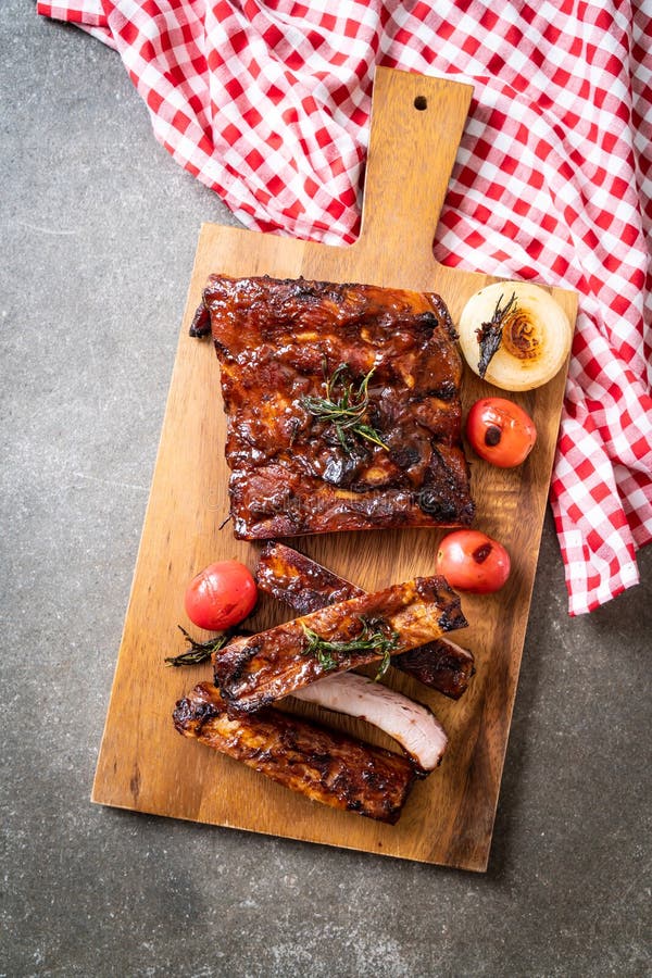 Grilled barbecue ribs pork stock image. Image of grilled - 219521053