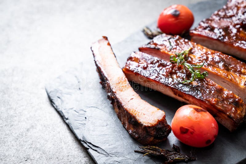Grilled barbecue ribs pork stock photo. Image of ribs - 257208382