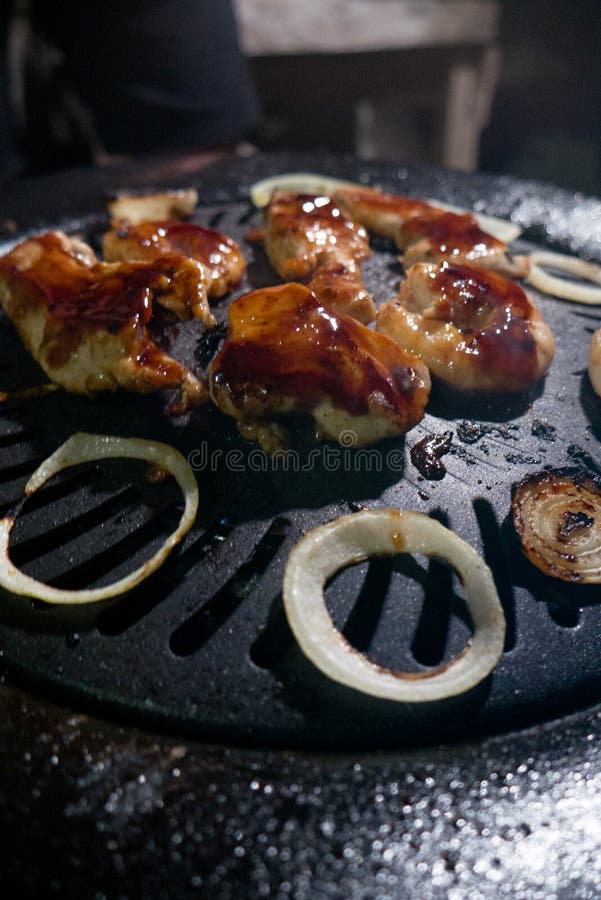 Grilled barbeque on night stock photo. Image of grilled - 219949708