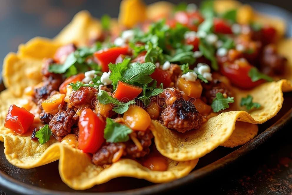 Grilled BBQ Nachos Presentation Stock Illustration - Illustration of ...