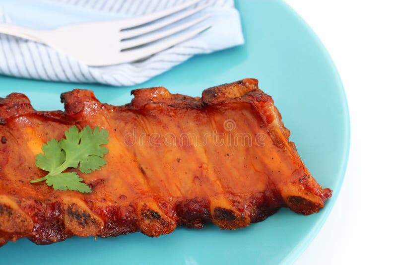 Grilled BBQ pork ribs stock photo. Image of grilled, roast - 83206354