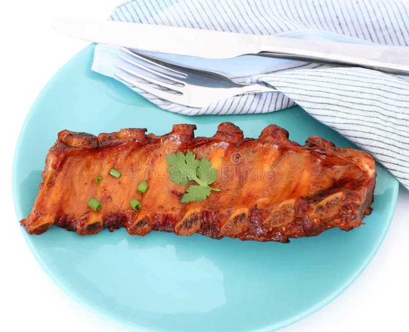 Grilled BBQ pork ribs stock image. Image of chop, cook - 83206359