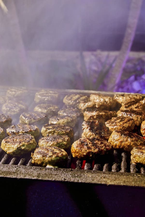 Grilled BBQ and Smoke BBQ Party. Close-up Stock Image - Image of steak ...