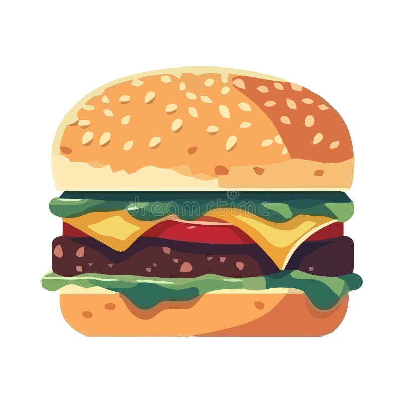 Grilled Beef Burger with Cheddar Cheese Icon Stock Vector ...