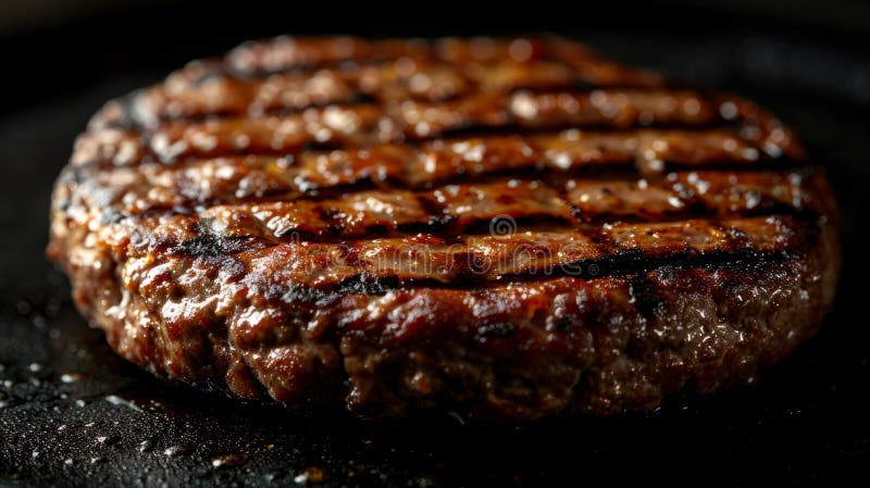 Grilled Beef Burger Patty Close-up. Stock Image - Image of grilled ...