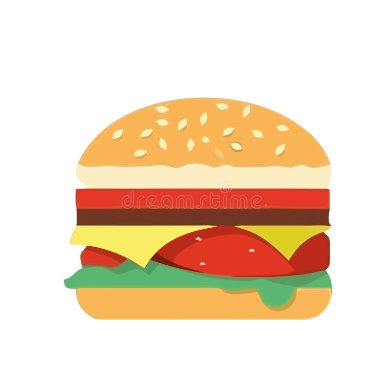 Grilled Beef Burger on Sesame Bun Meal Stock Vector - Illustration of ...