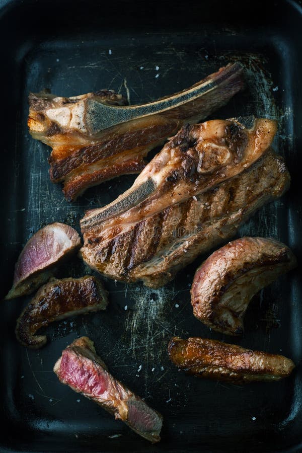 Grilled beef chops stock image. Image of restaurant, animal - 74262255