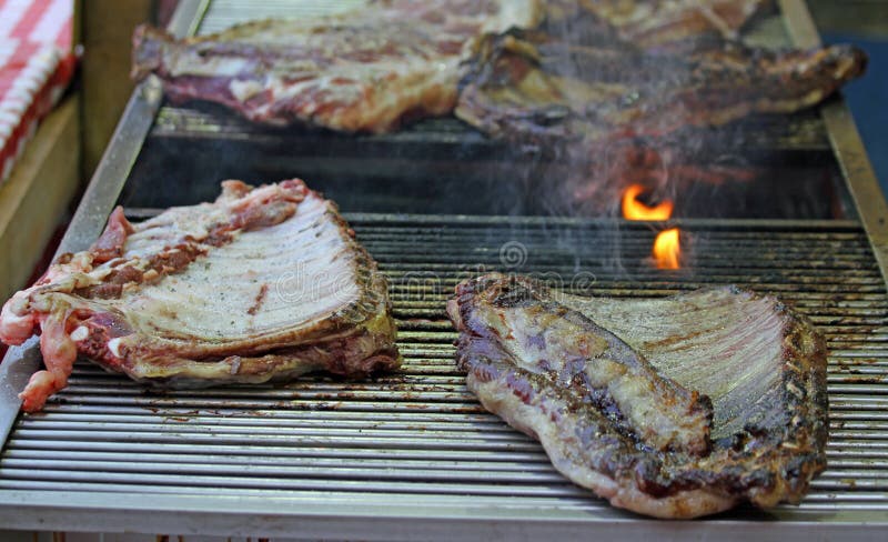 Grilled Beef Cooked in the Kitchen of Italian Restaurant Stock Photo ...