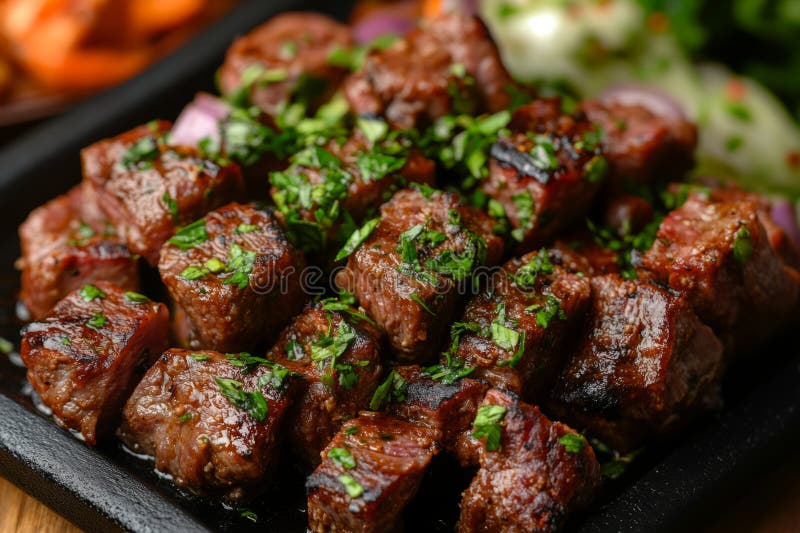 Grilled Beef Cubes Seasoned with Herbs and Spices, Creating a Flavorful ...