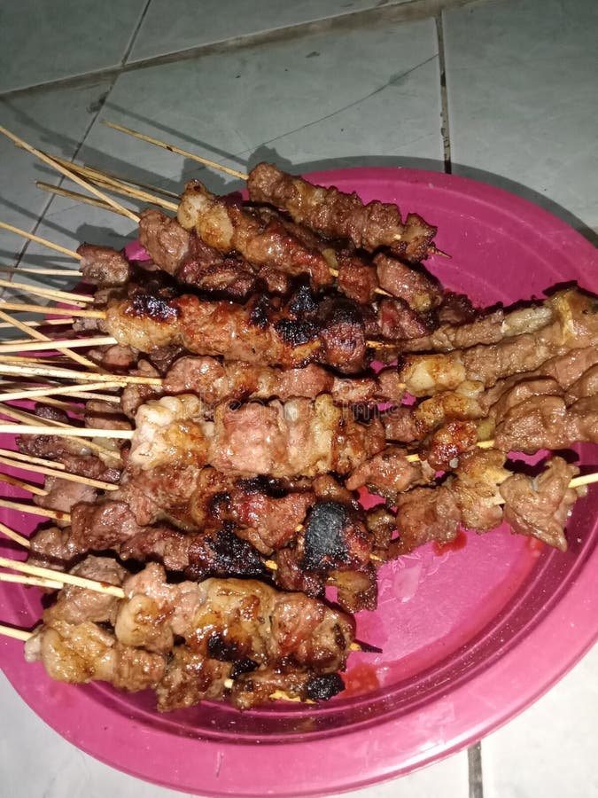 Grilled Beef and Goat Satay Stock Photo - Image of goat, charcoal ...