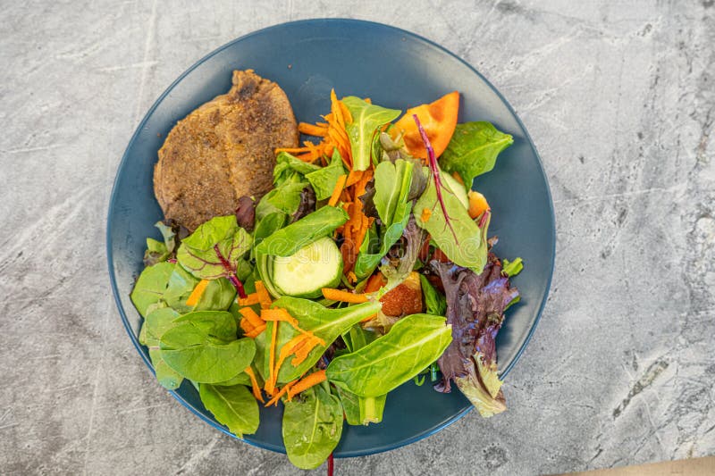 Grilled Beef Steak with Healthy Organic Vegetable Salad Stock Photo ...