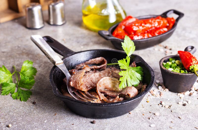 Grilled Beef Steak with Herb and Spices. Portion of Fried Meat Cuts ...