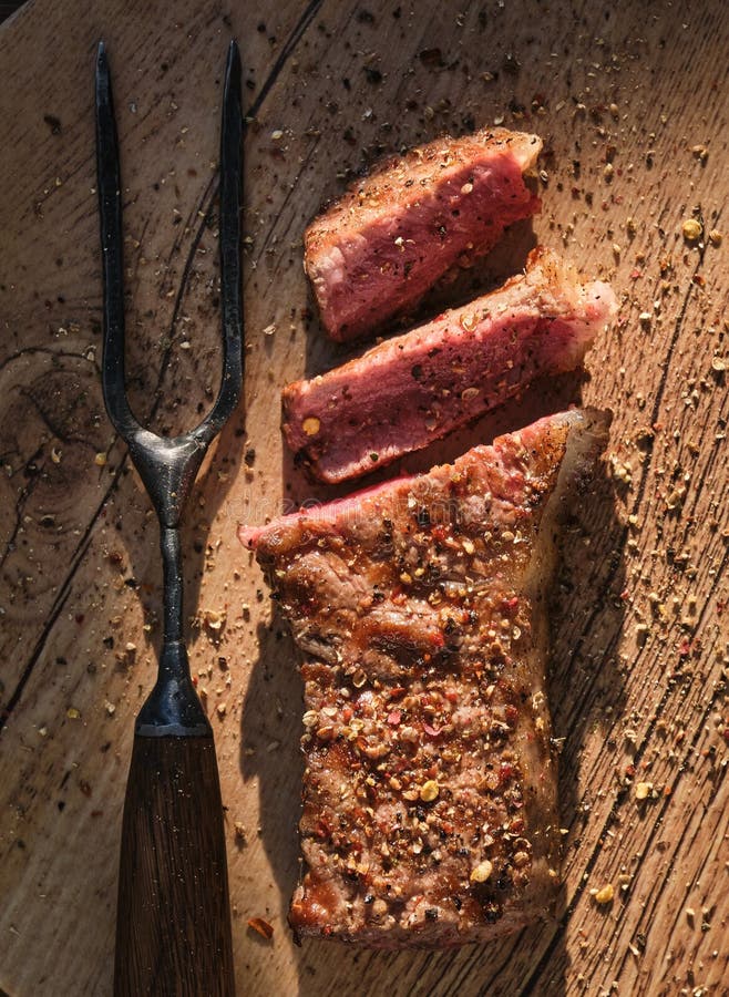 Grilled Beef Steak with Spices. Top View Stock Image - Image of salt ...