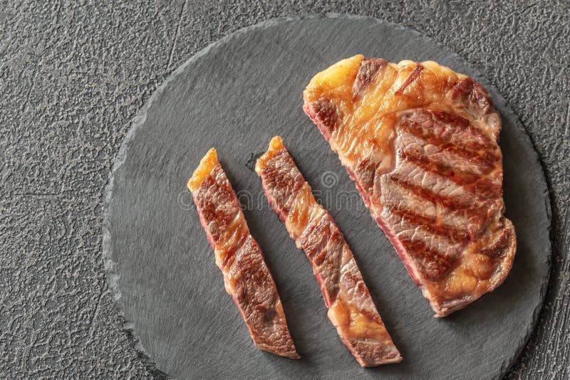 Grilled Beef Steak: Top View Stock Photo - Image of roasted, cross ...