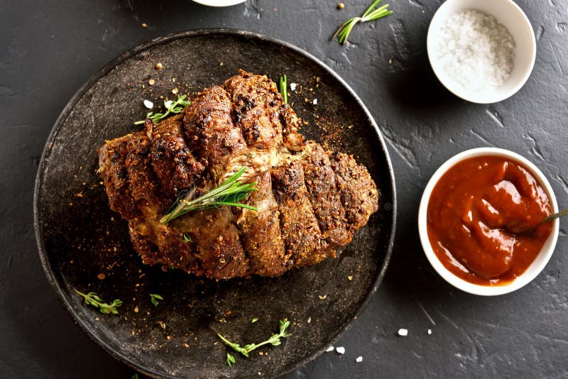 Grilled beef, top view stock image. Image of meal, fresh - 127991605