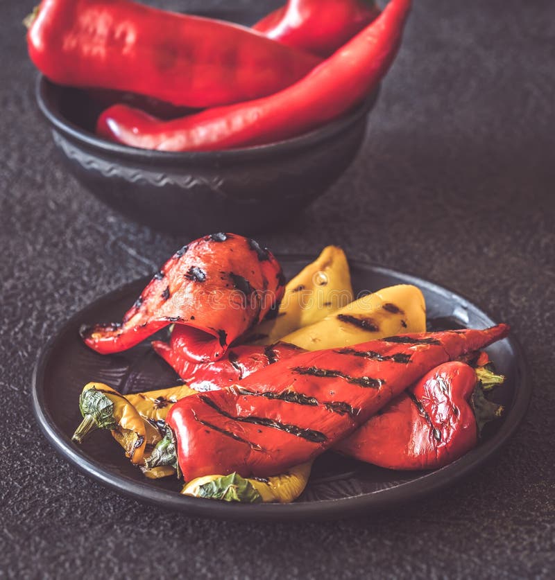 Grilled bell peppers stock image. Image of grill, cross - 179212411