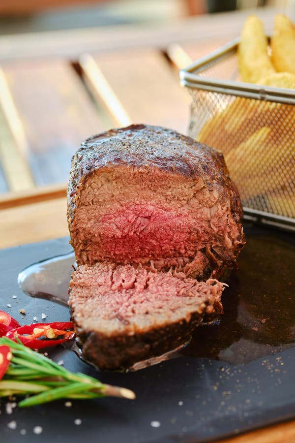 Grilled Big Fillet Mignon Cut on Half Stock Photo - Image of meal, salt ...