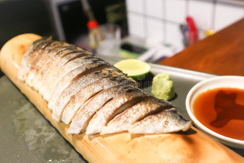 Grilled Blue Mackerel, Grilled Fish or Grilled Saba and Lime Stock ...