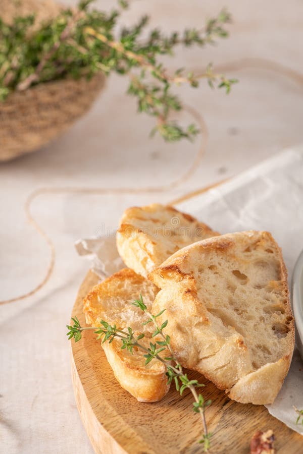 Grilled Bread Toasts on the Plate with Copy Space Stock Image - Image ...