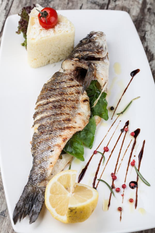 Grilled Sea Bream stock photo. Image of dinner, gourmet - 34132876