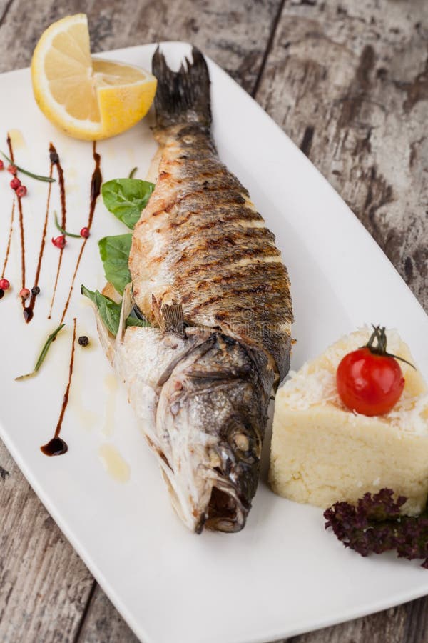 Grilled bream fish stock photo. Image of cooking, dorado - 72870958