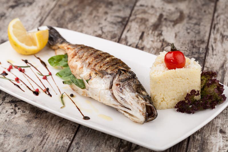 Grilled bream fish stock photo. Image of tasty, cuisine - 73684196