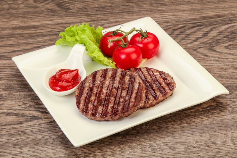 Grilled Burger Cutlet with Sauce Stock Image - Image of roasted ...