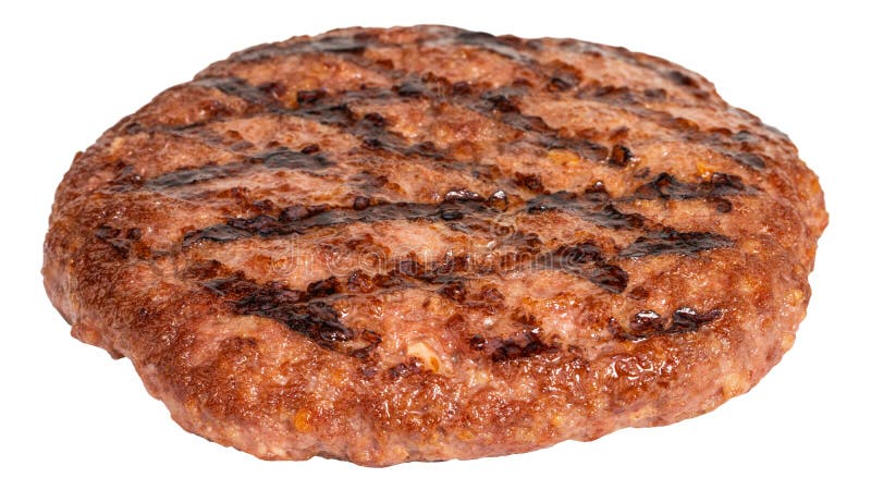 Grilled Burger Meat Isolated on White Background, Top View Stock Image ...