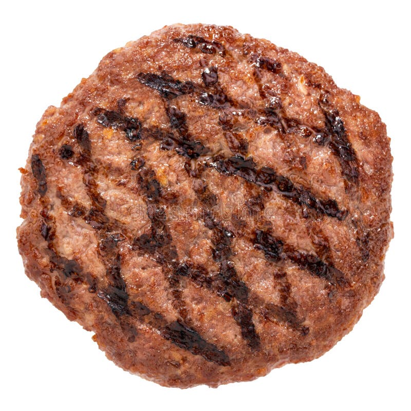 Grilled Burger Meat Isolated on White Background, Top View Stock Image ...