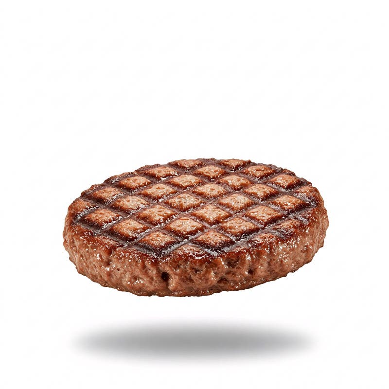 Grilled Burger Patty, Isolated on White Background Stock Illustration ...