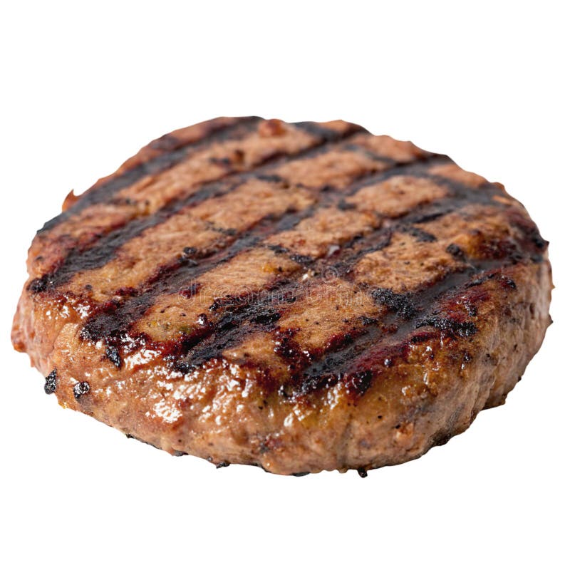 Grilled Burger Patty Isolated on White Background with Visible Grill ...
