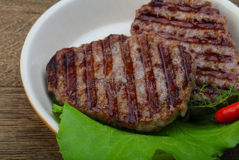 Grilled burget cutlet stock photo. Image of burger, restaurant - 111768614