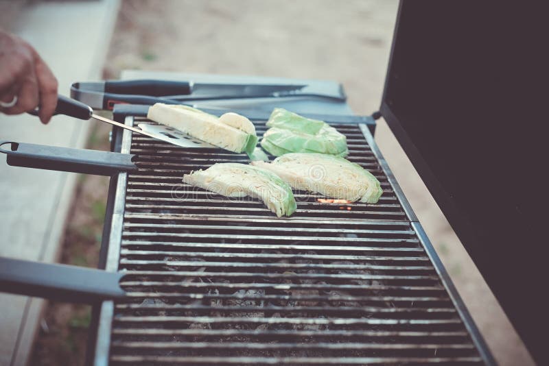 Grilled Cabbage. Vegetarian Bbq. Stock Photo - Image of outdoors, fresh ...
