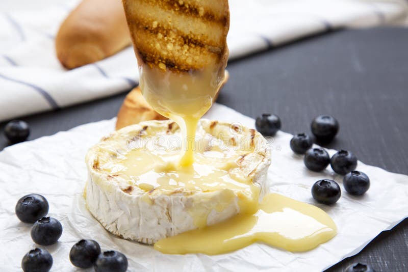 Grilled Camembert Cheese, Side View. Stock Photo - Image of paper ...