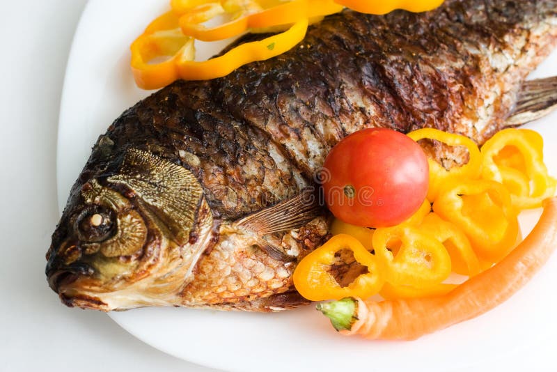 Grilled Carp with Vegetable Stock Image - Image of nutrition, cooked ...