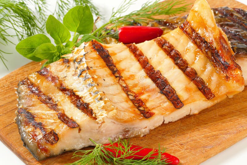 Grilled carp fillets stock image. Image of freshwater - 56729399