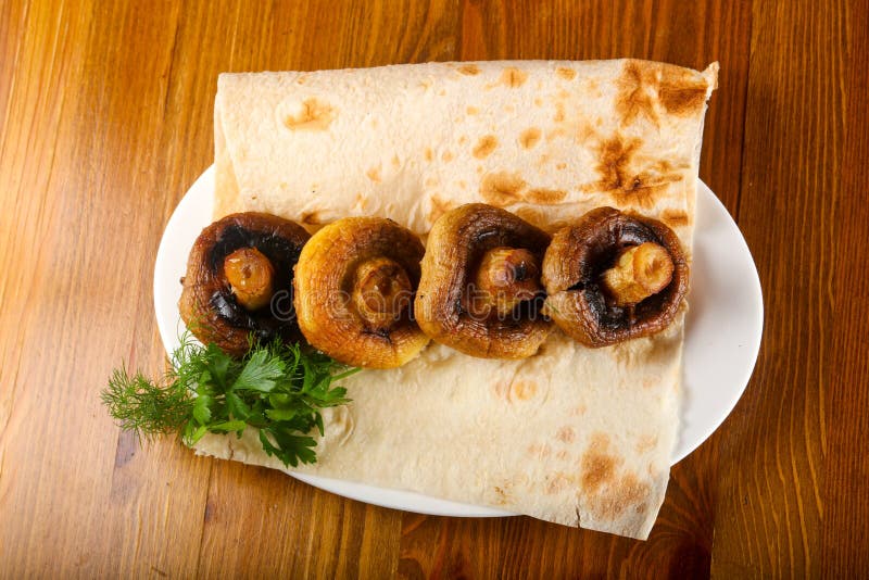 Grilled champignons stock image. Image of plant, cooking - 127831435